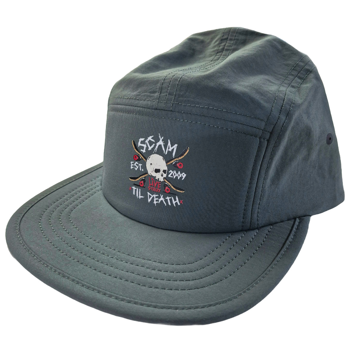 x Til Death x | 5 Panel Hat | Green – Scam Skate Shop
